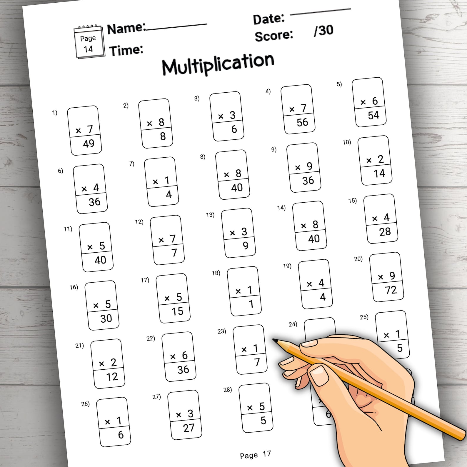 102 Pages Timed Multiplication Math Worksheet,printable 2nd Grade Math ...