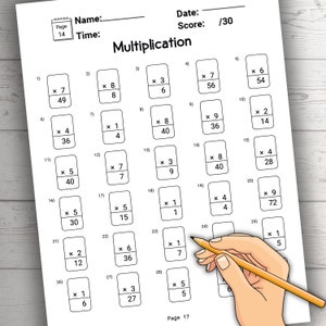 102 Pages Timed Multiplication Math Worksheet,printable 2nd Grade Math ...