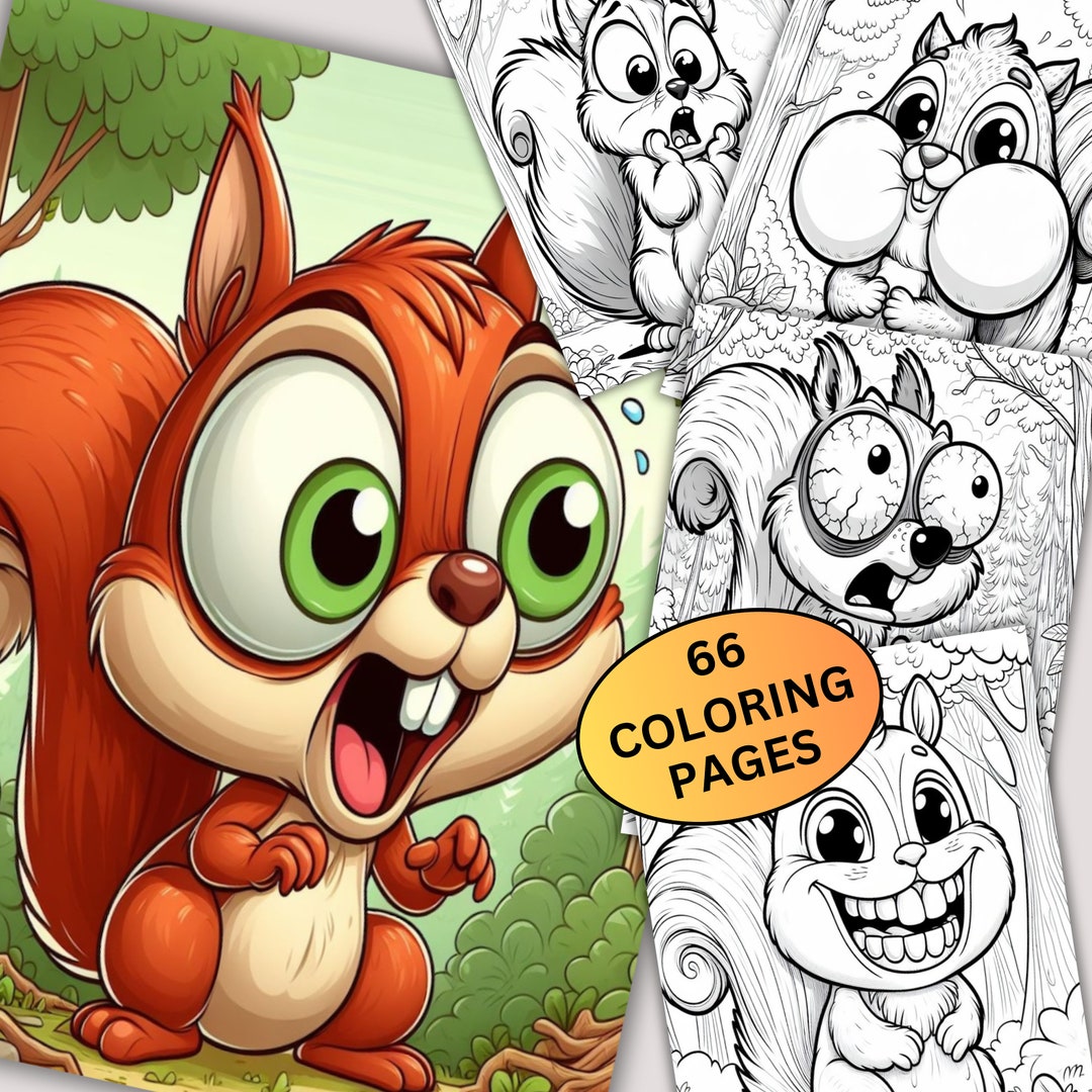66 Grayscale Funny Squirrel Coloring Pages, Printable Wild Animals ...