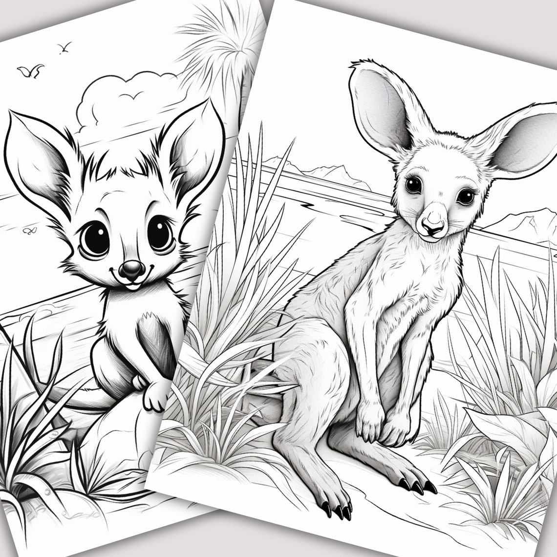 50 Grayscale Baby Wild Animals Coloring Pages, Cute Animal Coloring ...