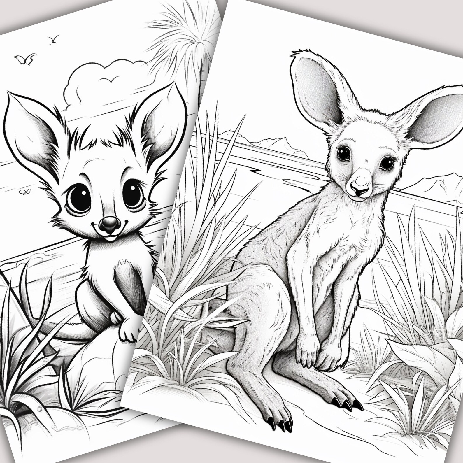 50 Grayscale Baby Wild Animals Coloring Pages, Cute Animal Coloring ...