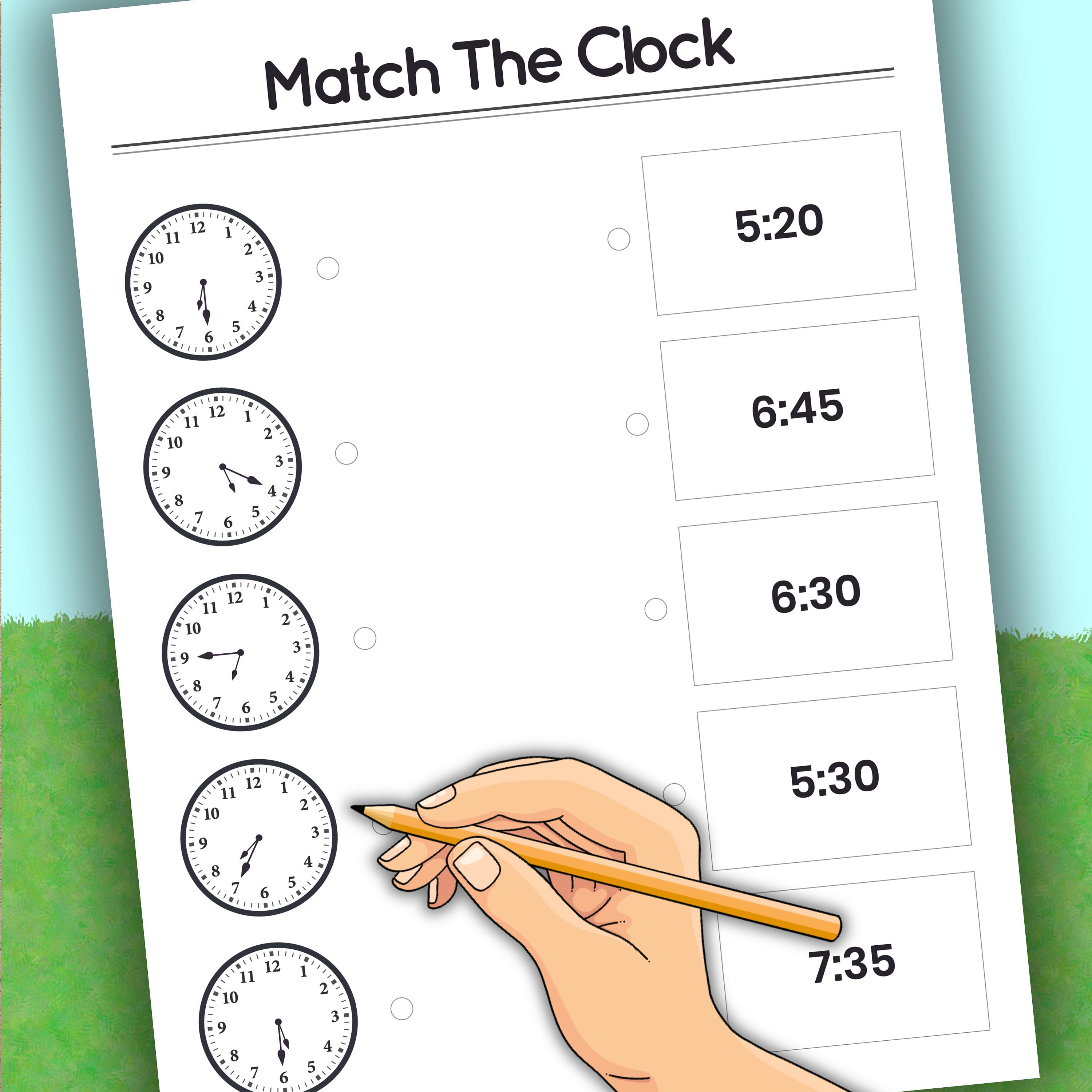 20 Time Learning Worksheets, Printable Learning Clock Practice 1st 2nd ...