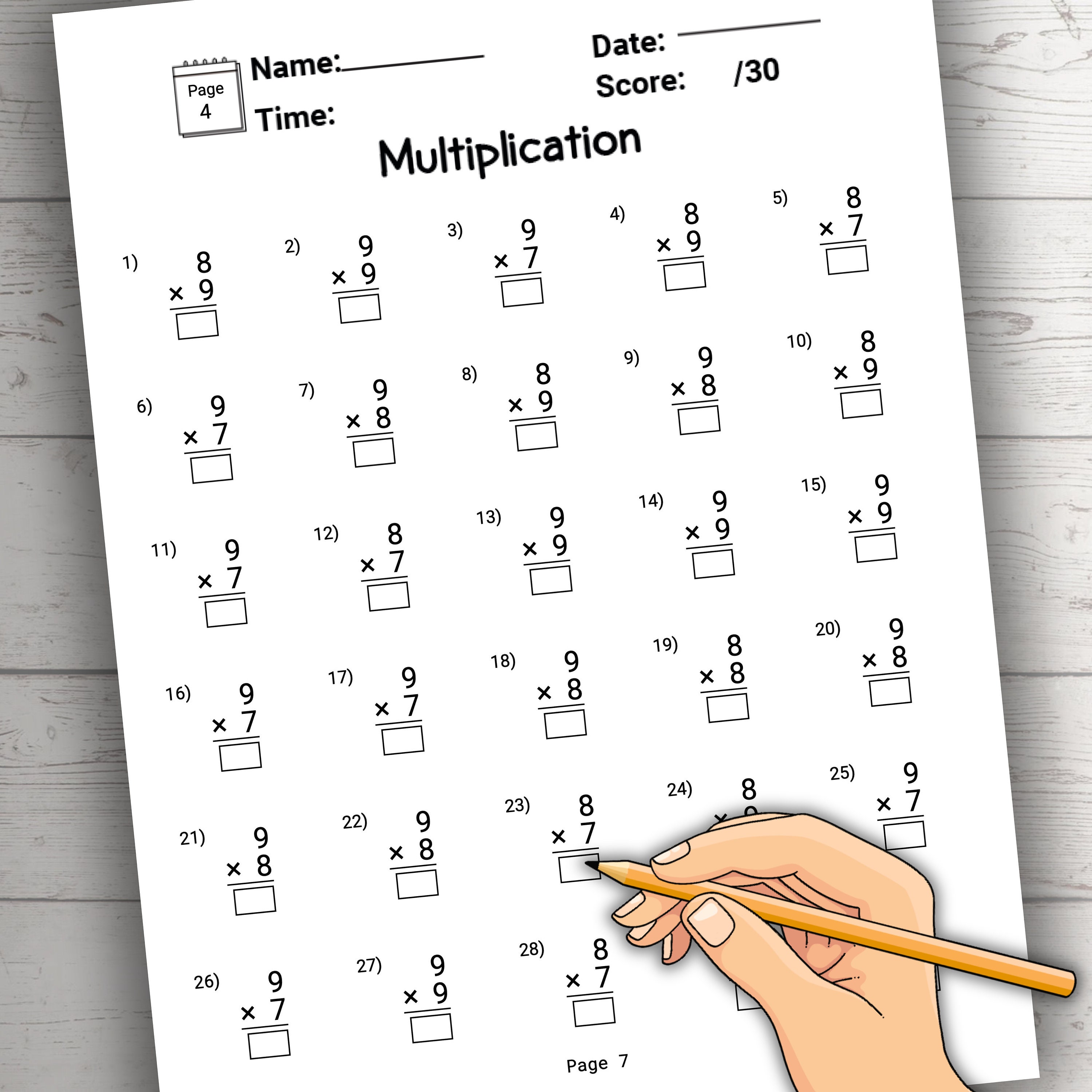 102 Pages Timed Multiplication Math Worksheet,printable 2nd Grade Math ...
