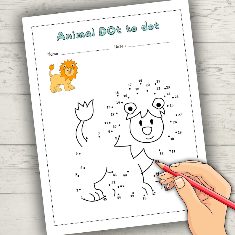 99 Pages Animal Dot-to-dot Coloring for Kids, Printable Coloring Book ...