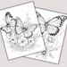 50 Grayscale Butterfly Coloring Pages, Printable Blooming Coloring Book ...