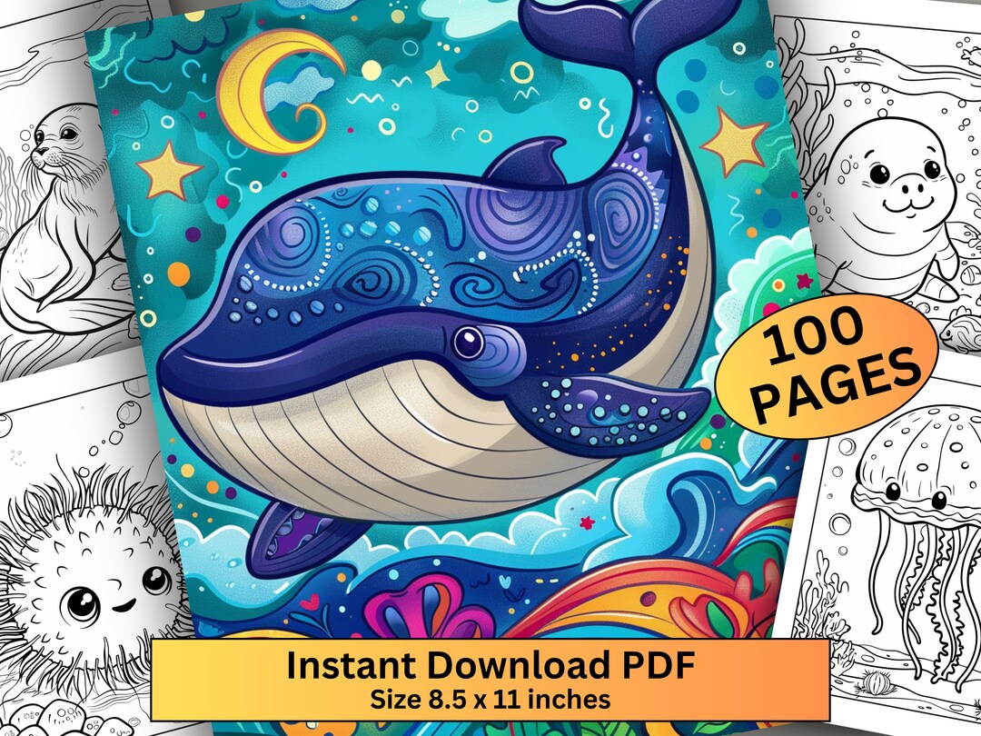 Buy 100 Ocean Animals Coloring Pages, Printable Under the Sea Coloring ...