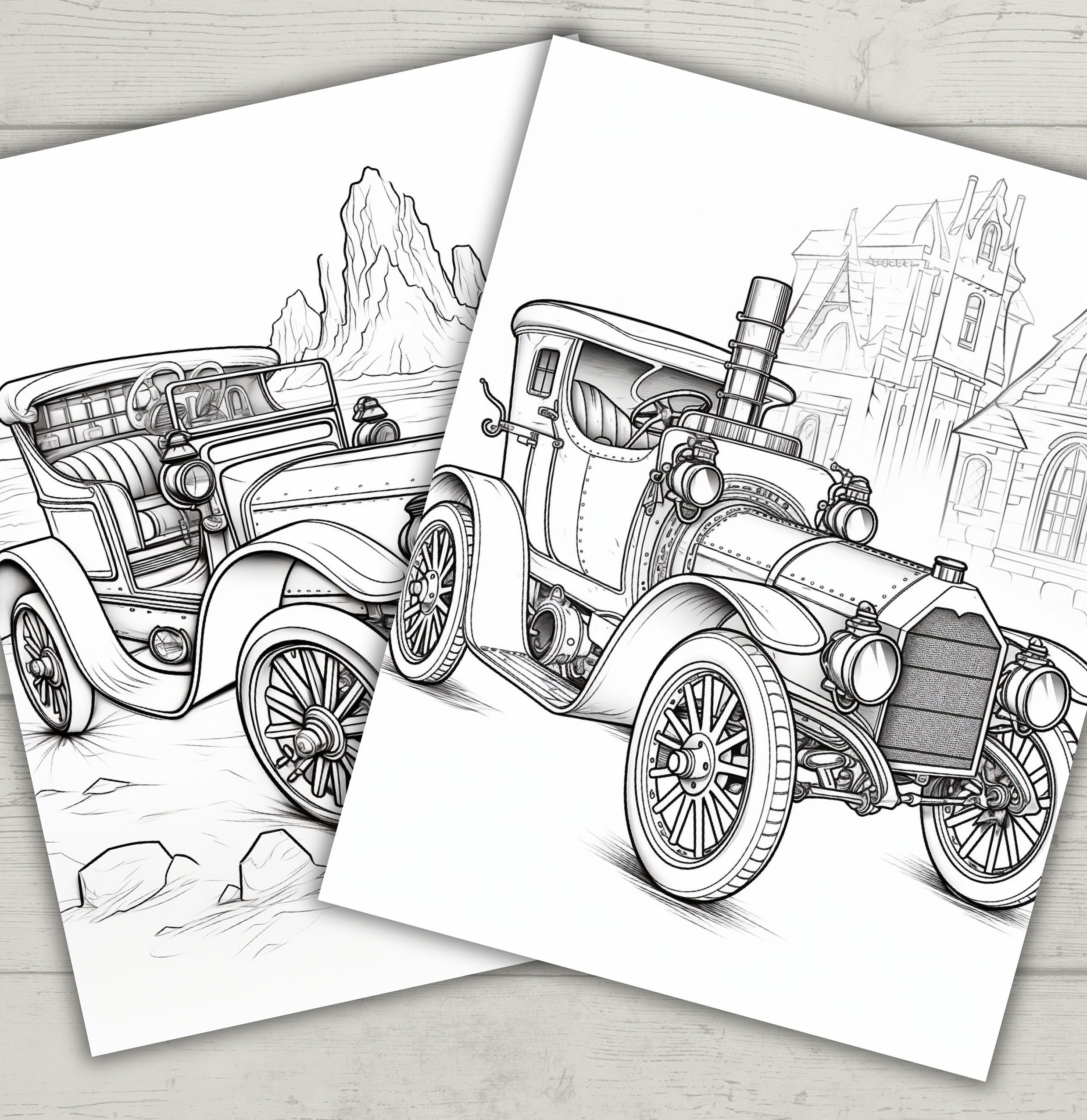 50 Grayscale Car Machines Coloring Pages, Fantasy Printable Coloring ...