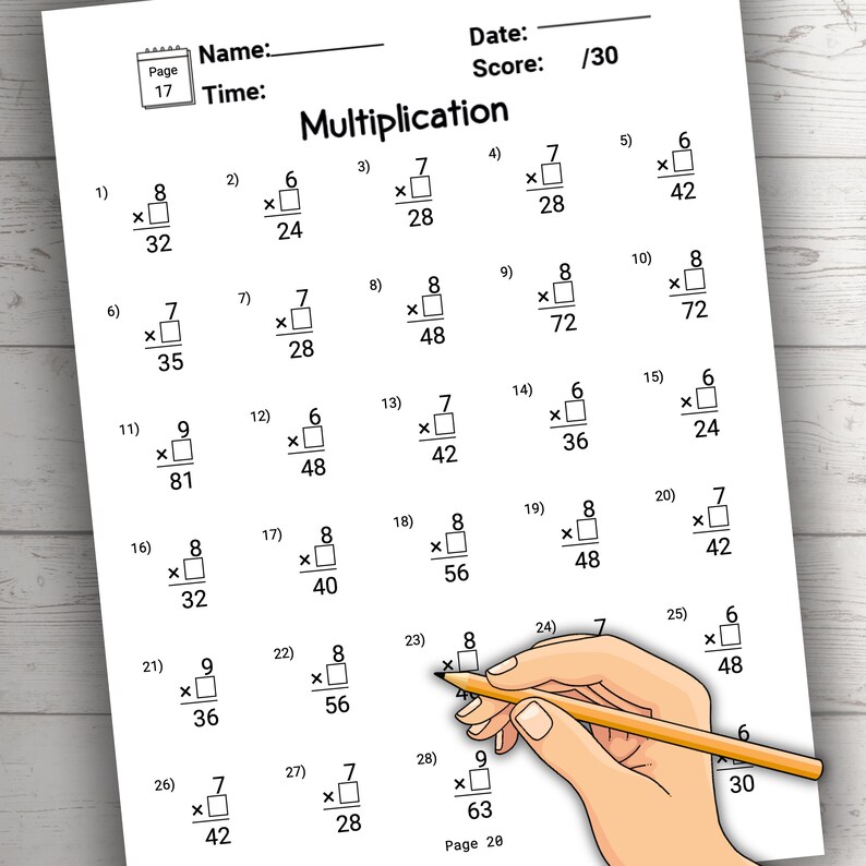 102 Pages Timed Multiplication Math Worksheet,printable 2nd Grade Math ...