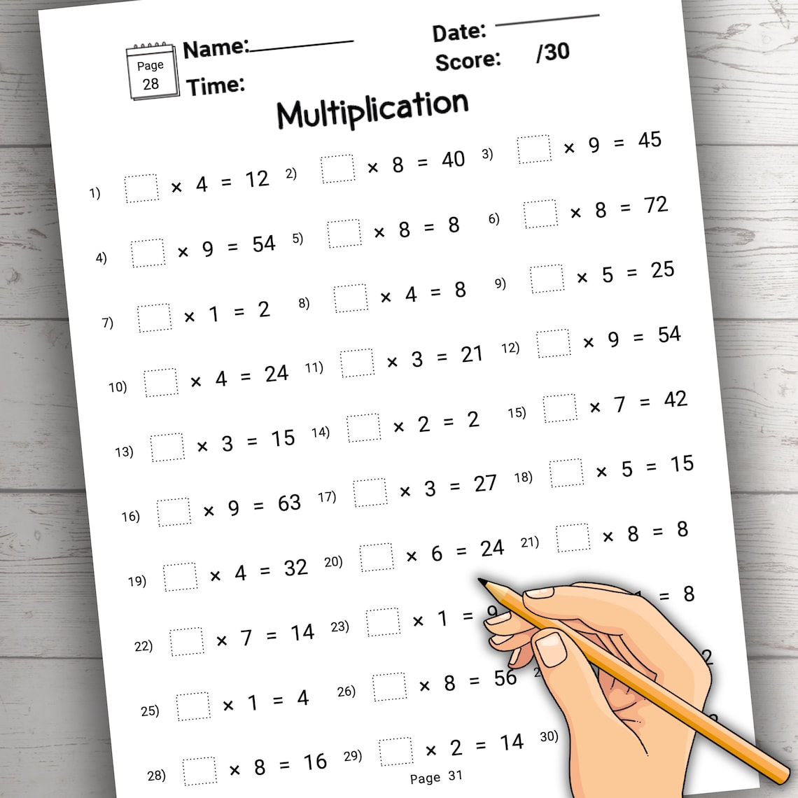 102 Pages Timed Multiplication Math Worksheet,printable 2nd Grade Math ...