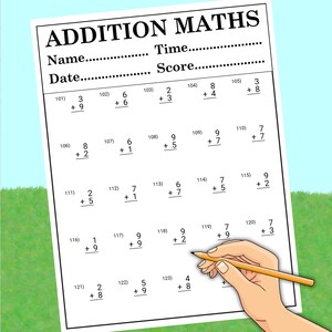 100 Pages Timed Addition Math Worksheet, Kindergarten 1st 2nd Grade ...