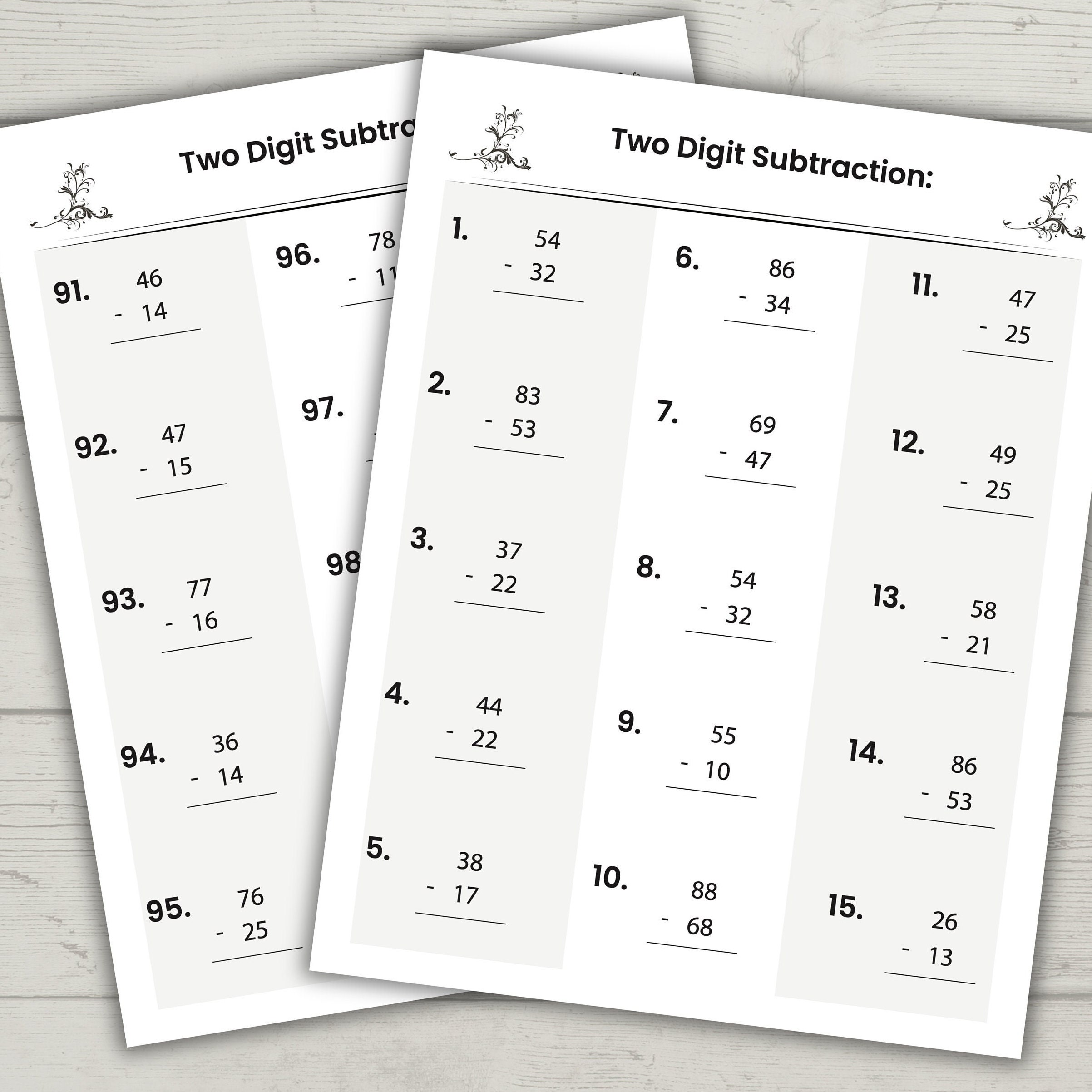 40 Pages Math Activity Workbook, Printable Addition Subtraction ...