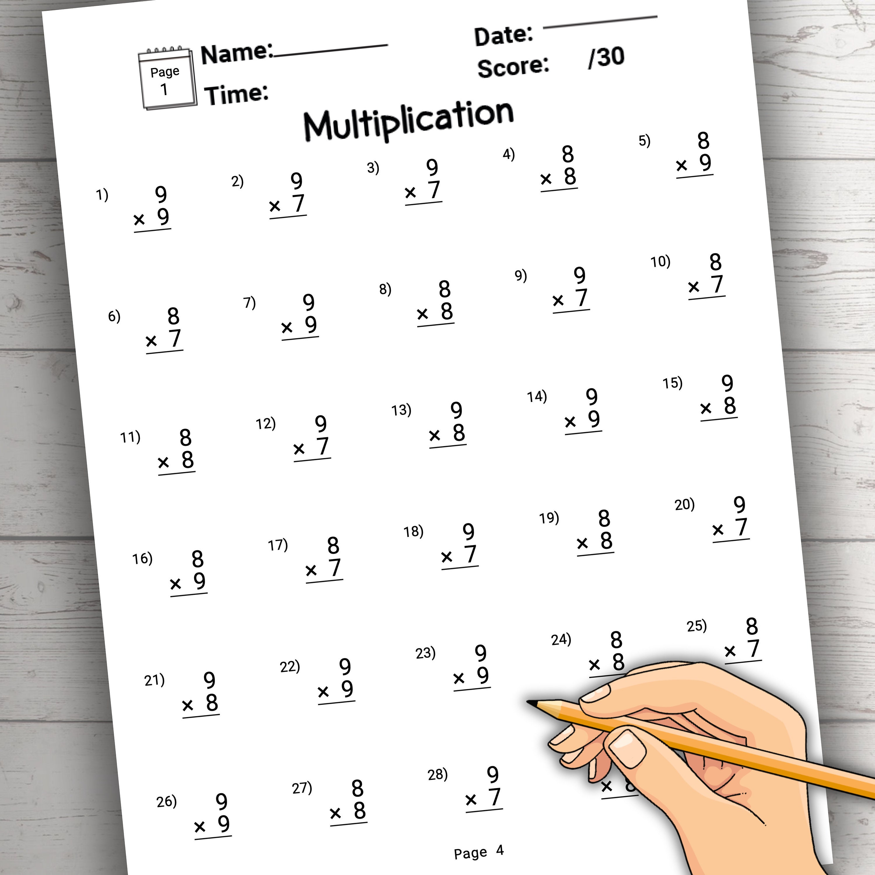 102 Pages Timed Multiplication Math Worksheet,printable 2nd Grade Math ...