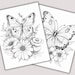 50 Grayscale Butterfly Coloring Pages, Printable Blooming Coloring Book ...