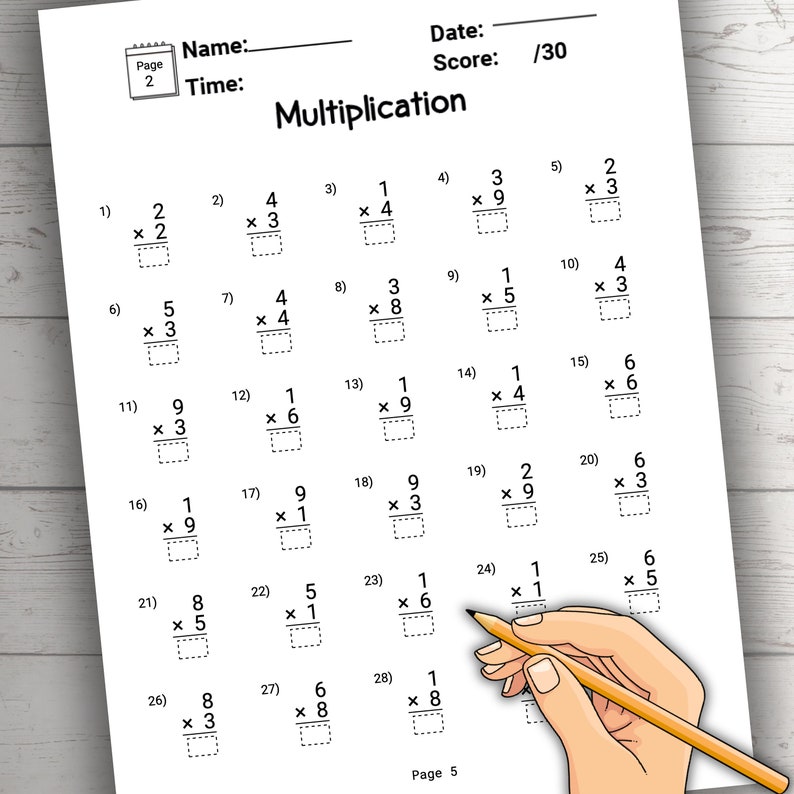 102 Pages Timed Multiplication Math Worksheet,printable 2nd Grade Math ...