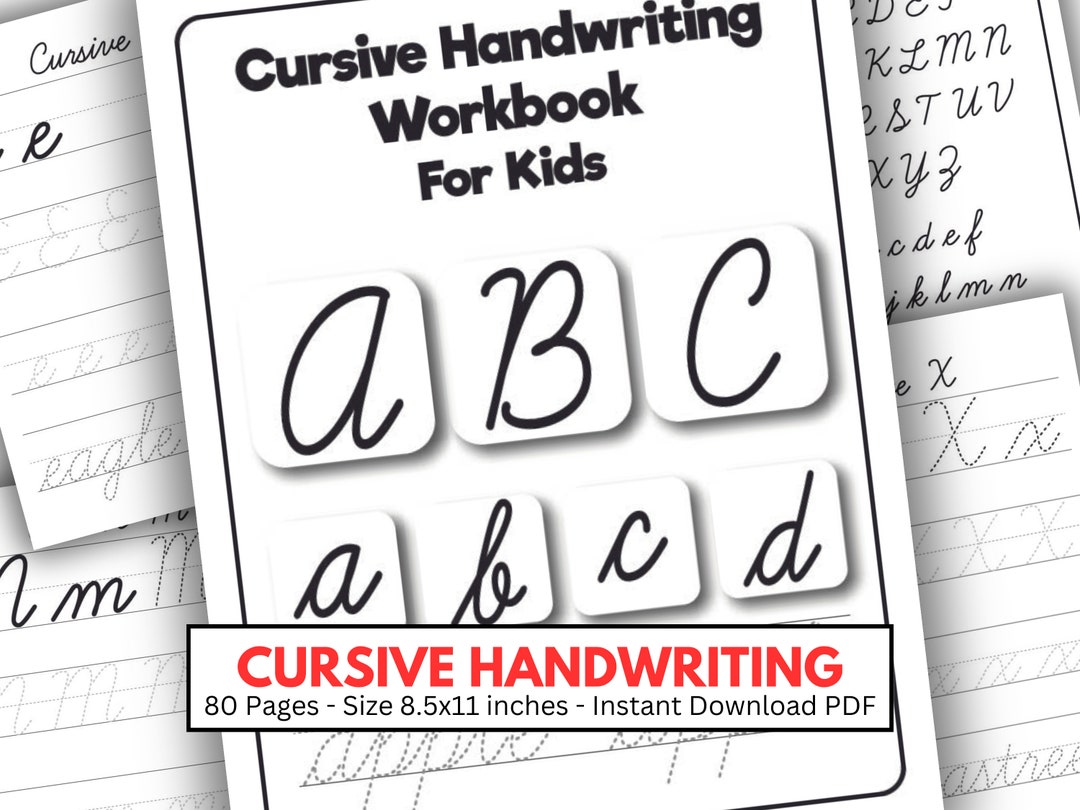 80 Pages Cursive Handwriting Practice Workbook, Printable Sheets, iPad Android Template for ...
