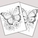 50 Grayscale Butterfly Coloring Pages, Printable Blooming Coloring Book ...