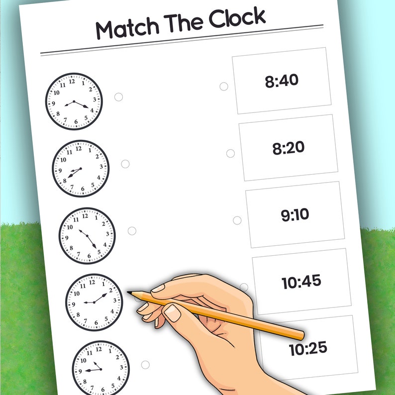 20 Time Learning Worksheets, Printable Learning Clock Practice 1st 2nd ...