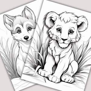 50 Grayscale Baby Wild Animals Coloring Pages, Cute Animal Coloring ...