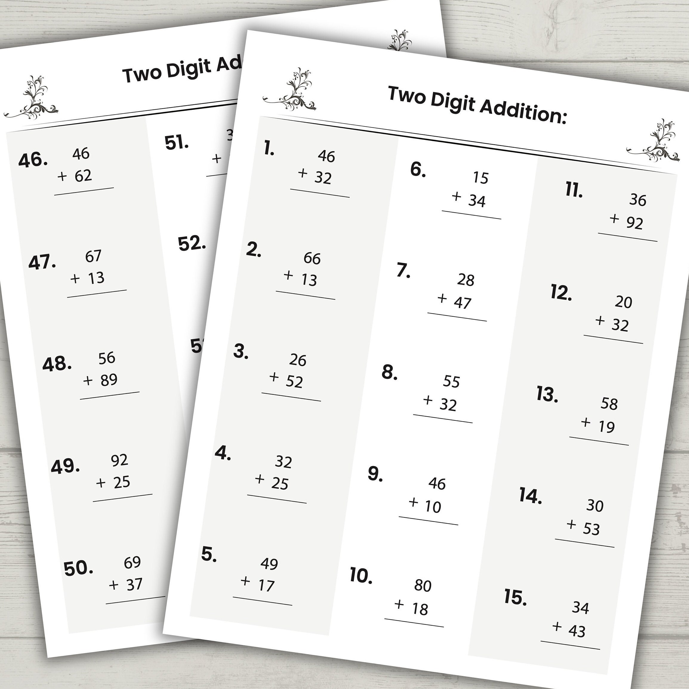 40 Pages Math Activity Workbook, Printable Addition Subtraction ...