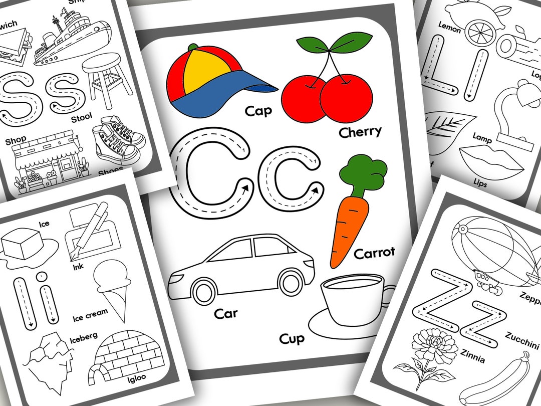 26 ABC Tracing Coloring Pages, Alphabet Coloring Sheets, Printable ...