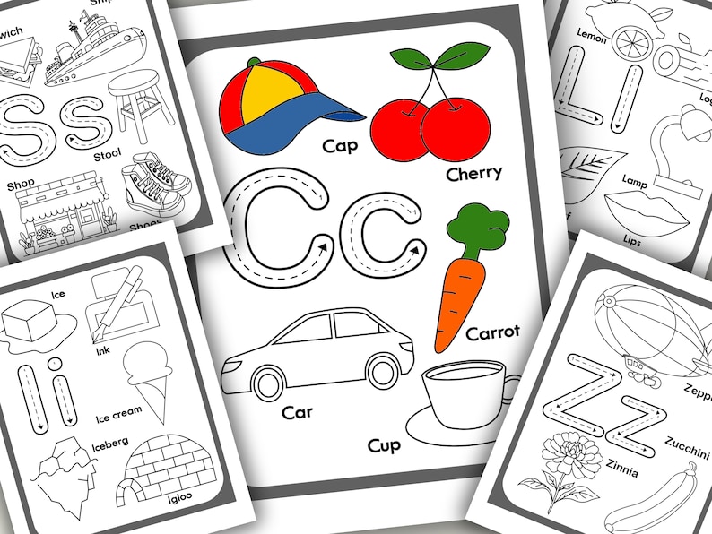 26 ABC Tracing Coloring Pages, Alphabet Coloring Sheets, Printable ...
