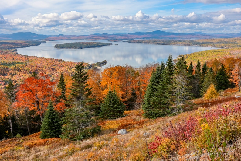 Autumn Landscape From Height of Land, Rangeley, Maine, Overlooking ...