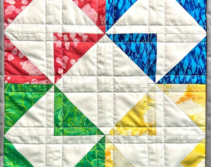 Eight-point Star Island Style Quilt Wall Art Piece, Batik, Handmade - Etsy