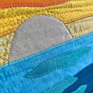 Ocean Sunrise Sunset Fiber Art Landscape Quilt, Applique Wall Art - Etsy