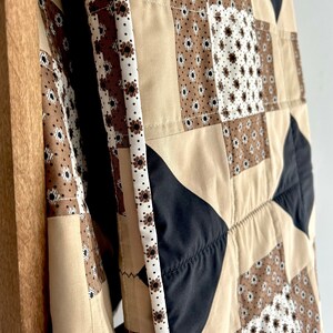 High Contrast Neutral Modern Floral Accent or Lap Quilt. Handmade, 100% ...