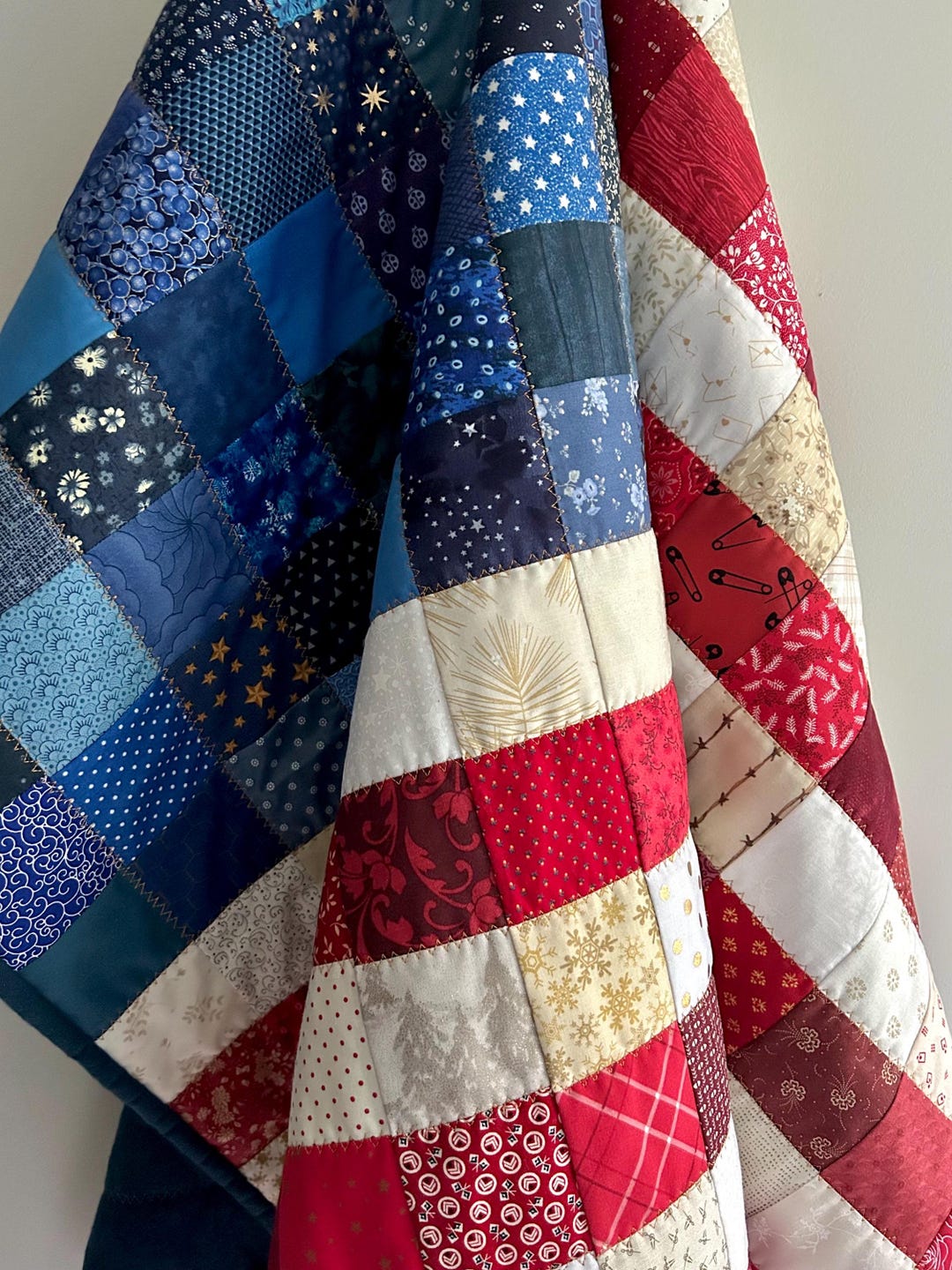 Made-to-order Handmade American Flag Patchwork Quilt, Patriotic Decor ...