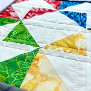 Eight-point Star Island Style Quilt Wall Art Piece, Batik, Handmade - Etsy