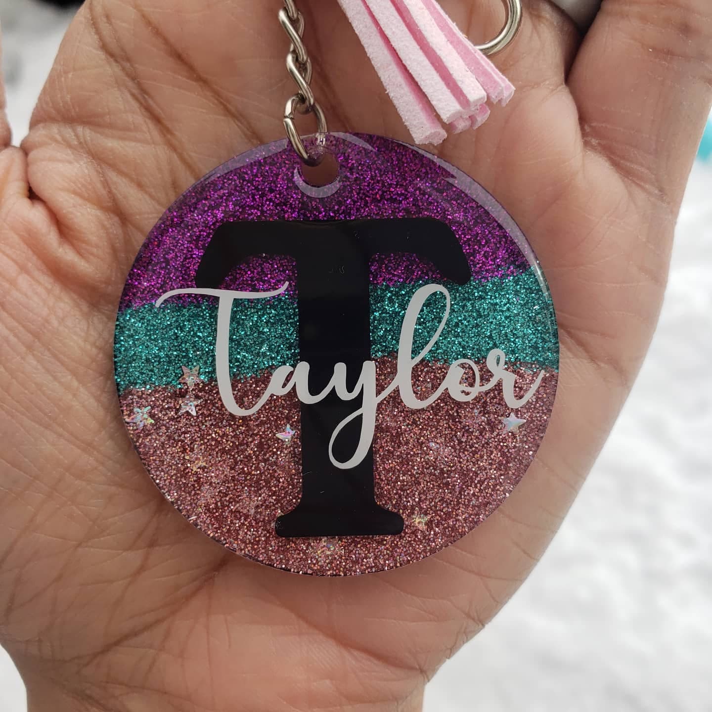 Personalized Acrylic Glitter Keychain - Etsy