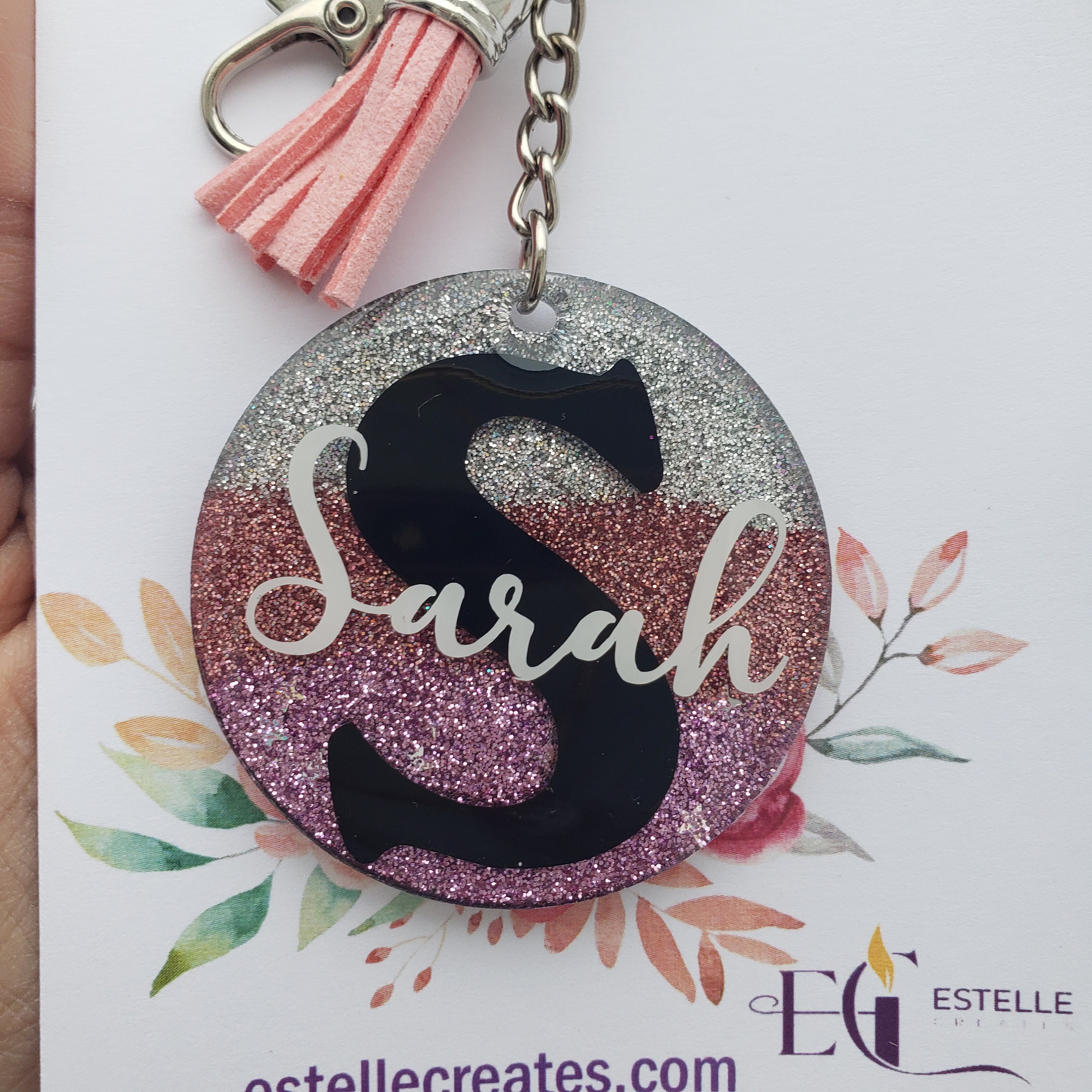 Personalized Acrylic Glitter Keychain - Etsy