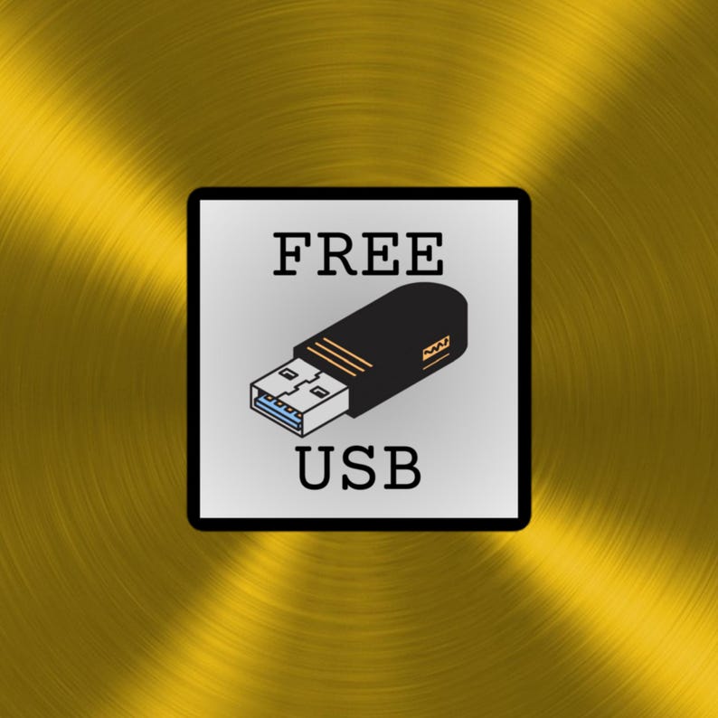 Free USB Sticker - Black Border - Etsy