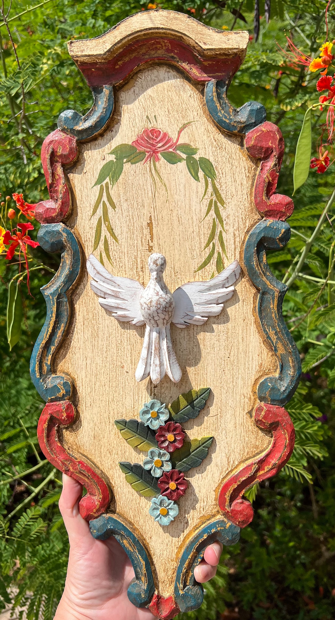 Holy Spirit of God 18x 81/2” Wall Trinity Dove Statue Wood,handmade ...