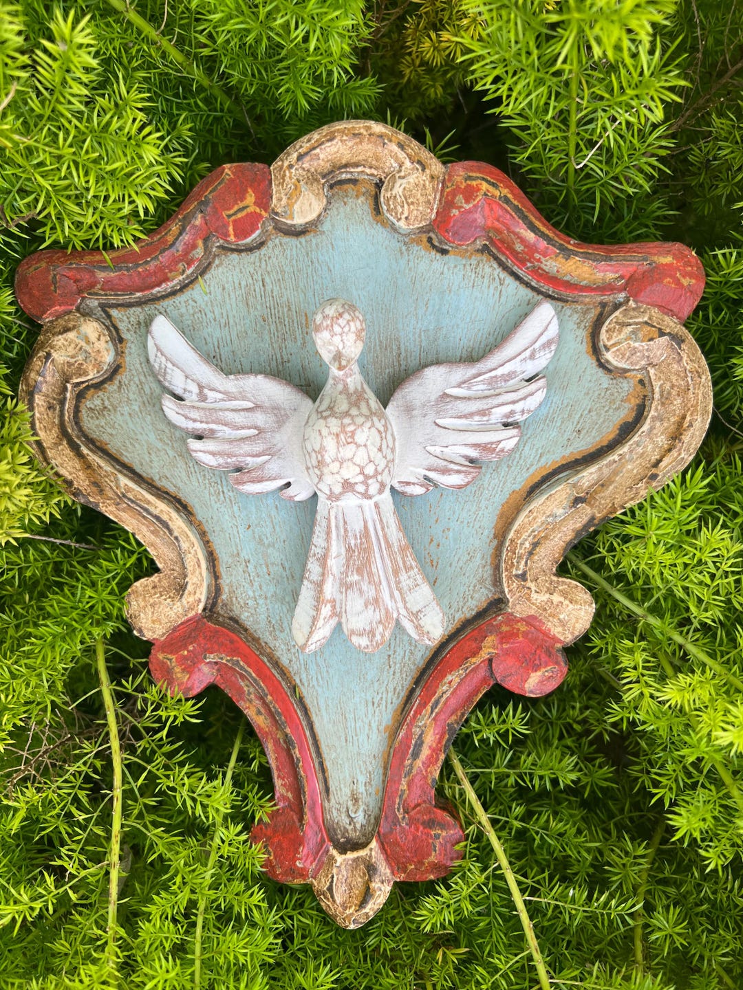 Handmade Holy Spirit Wall Decor – 9.5” Trinity Dove Statue – Sacred ...