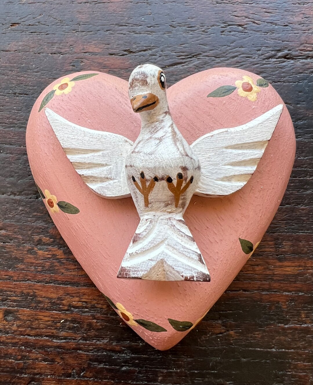 Holy Spirit Sacred Heart Wooden Heart Plaque Handmade Wall Decor Custom ...