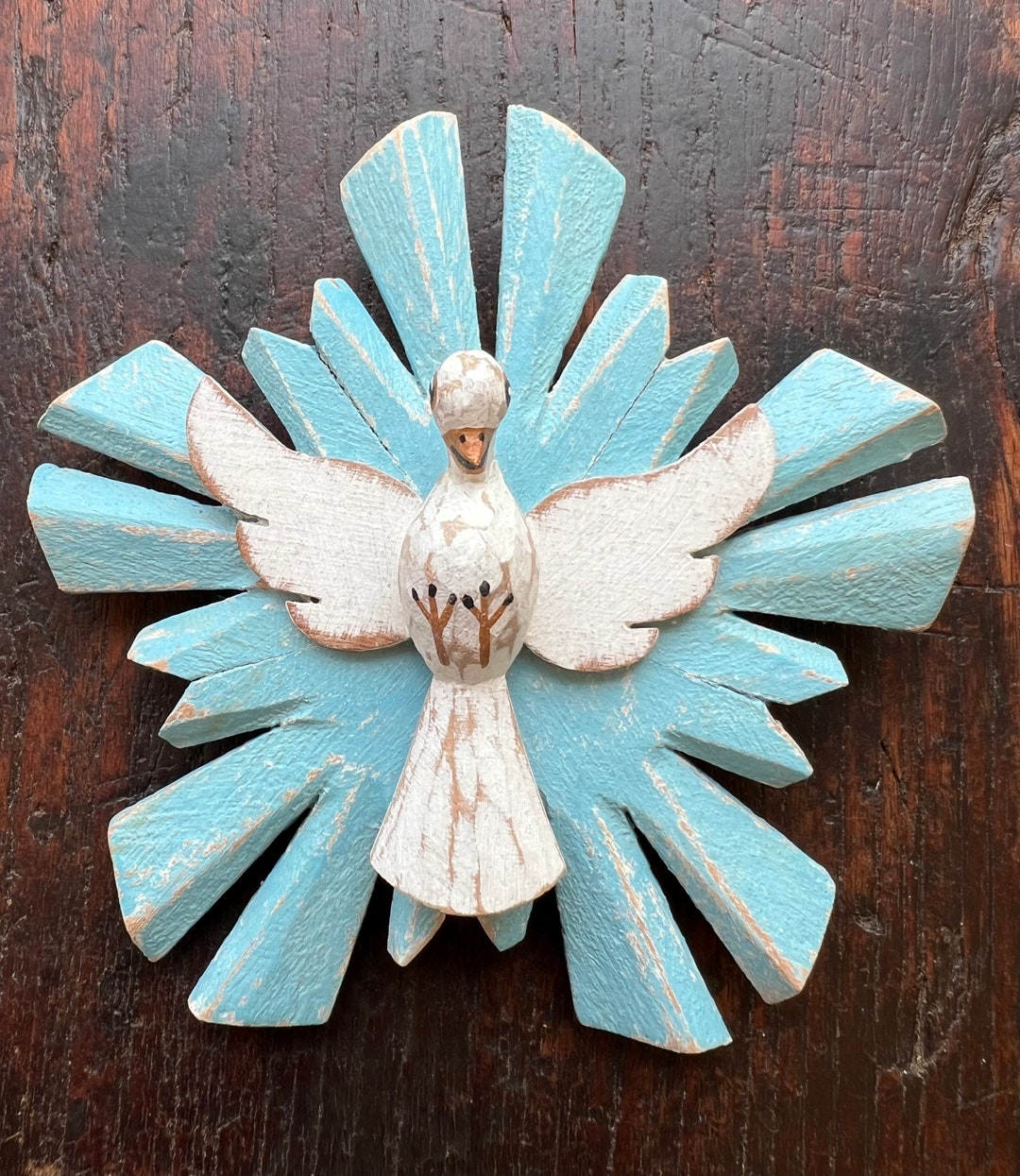 Gorgeous Holy Spirit of God 4 1/2 Wall Trinity Dove Statue Hand Carved ...