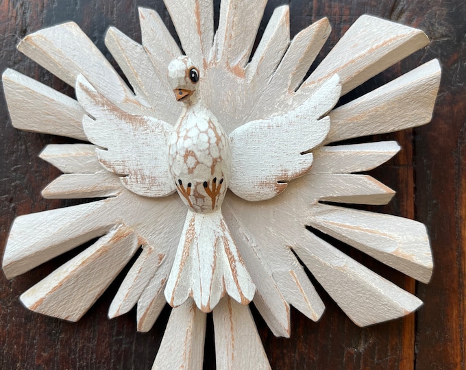 Gorgeous Holy Spirit of God 6” Wall Trinity Dove Statue - Hand Carved ...
