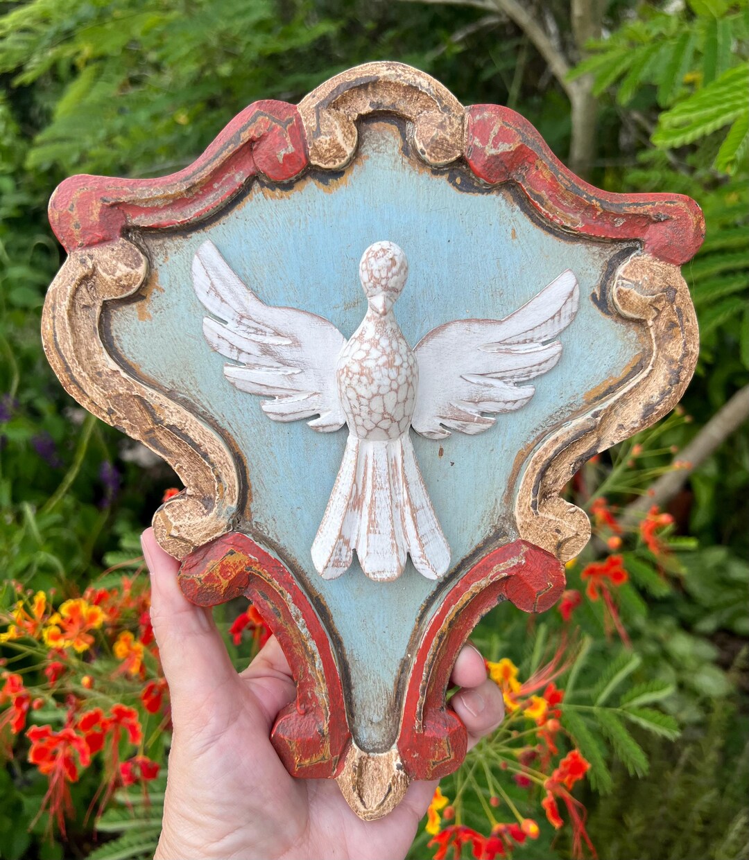 Holy Spirit of God Wall Art Trinity Dove Statue Handmade & Hand-painted ...