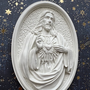 Handmade Sacred Heart of Jesus Resin Plaque: Religious Wall Art - Etsy