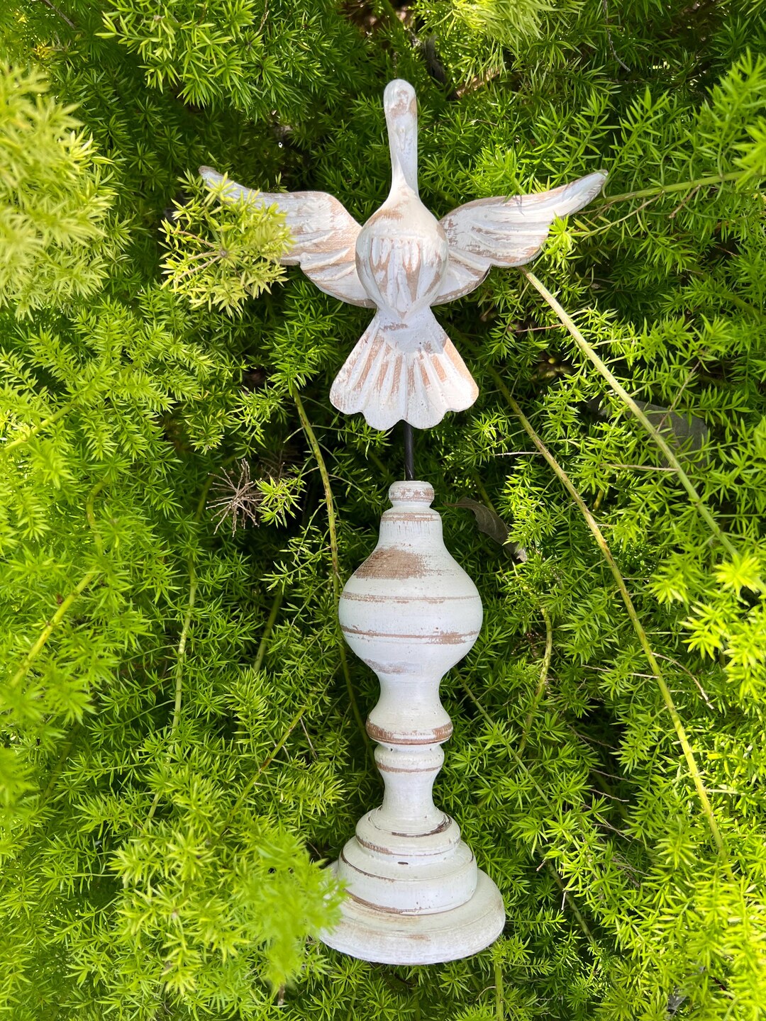 Rustic Holy Spirit Dove on Wooden Pedestal 11-inch Handcrafted Catholic ...