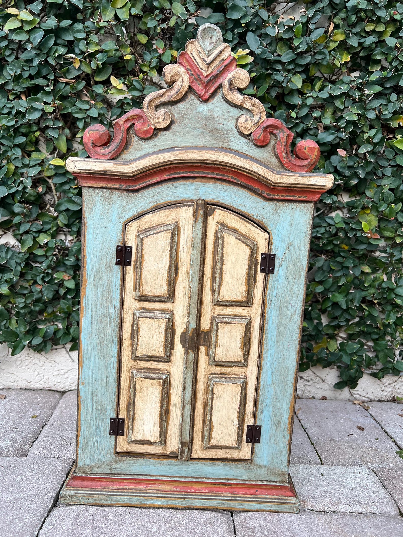 Handmade Wooden Oratory 24” Baroque Style Shrine Hand Painted Vintage ...