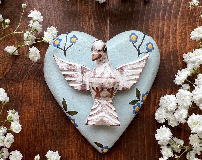 Holy Spirit Sacred Heart - Colorful Wooden Heart - 3 1/2 Inches Wall ...