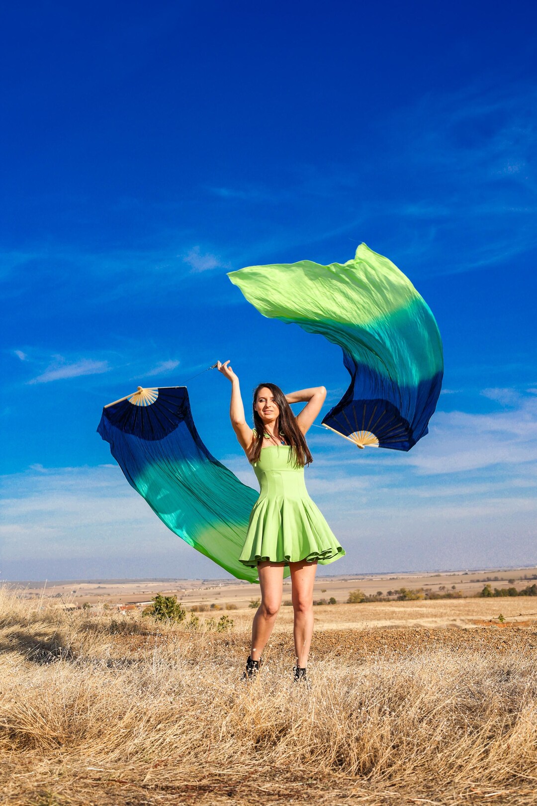 Silk Fan Poi: Belly Dance Veil - 1.5m - US Shipping and Import Tax ...