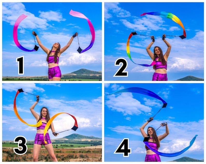 Silk Tail Wind Poi: Flow Art Ribbon for Spinning & Dance - Etsy UK