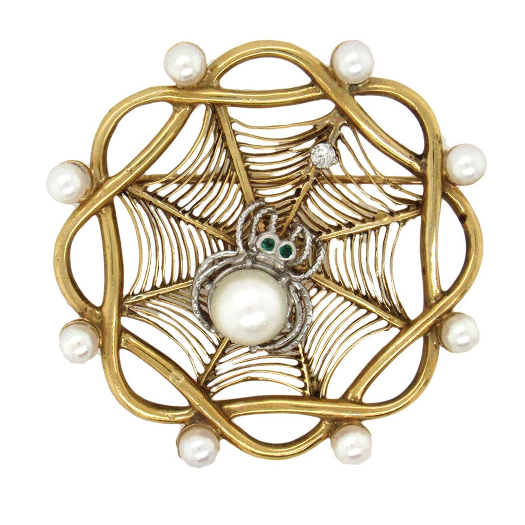 14K Gold Spiderweb With Spider Brooch, Circa 1960's - Etsy