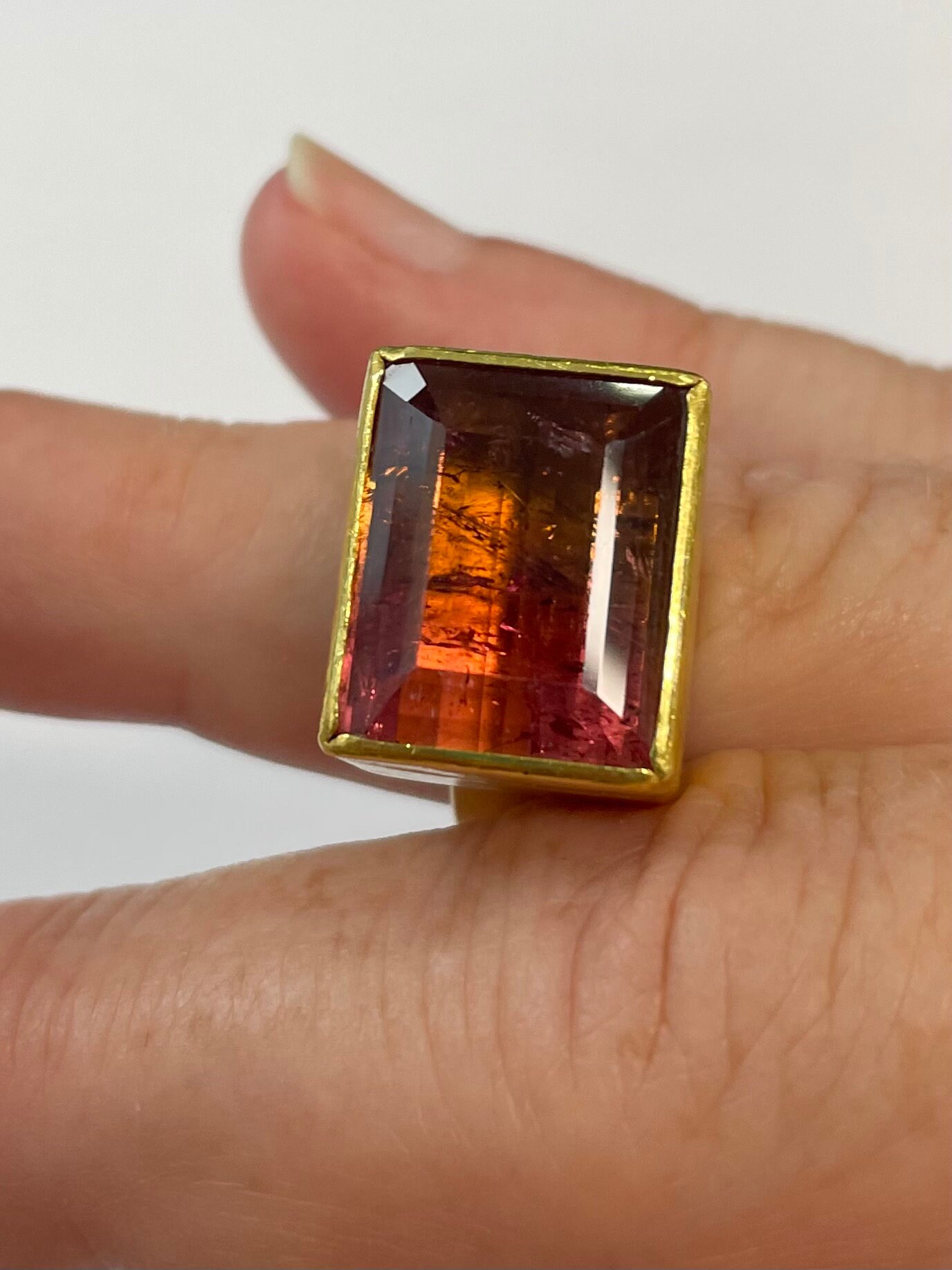 18K Gold Ring With Rectangular Tourmaline by Petra Class - Etsy