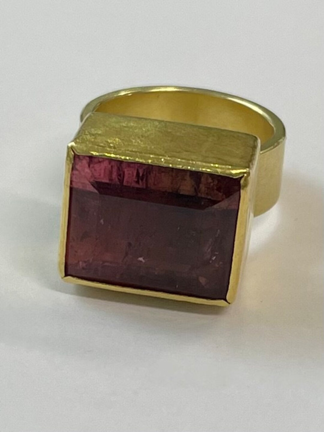 18K Gold Ring With Rectangular Tourmaline by Petra Class - Etsy
