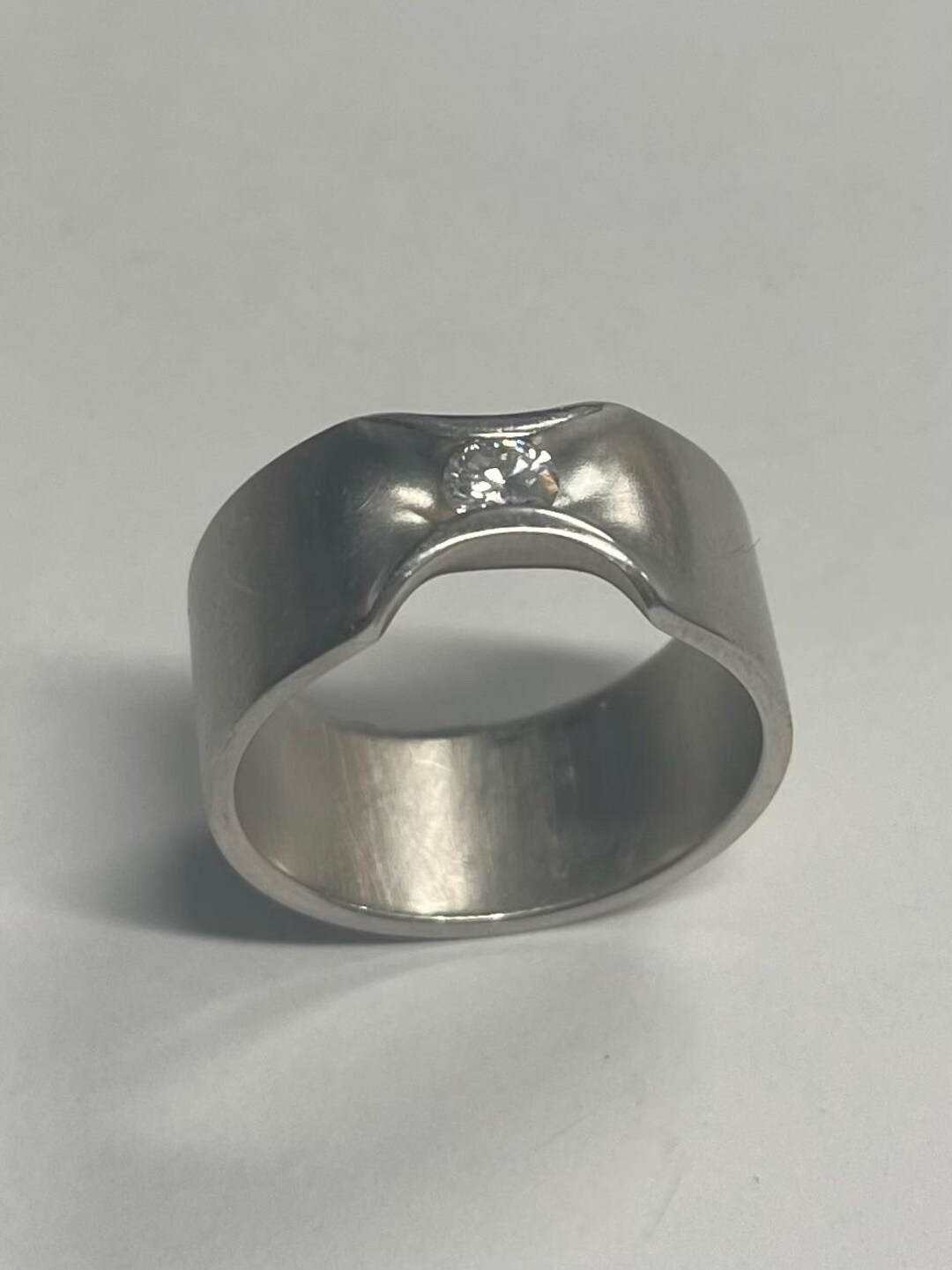 Platinum Pinched Band With Diamond by Ursula Scholz - Etsy